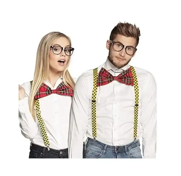 NERD COSTUME KIT Set Geek Glasses Fancy Dress Retro Funny Braces Bow ...
