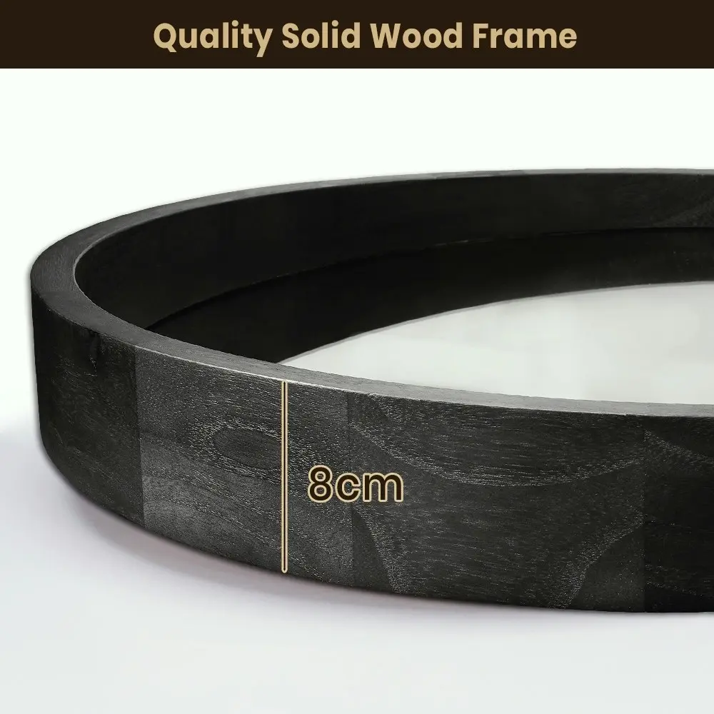 Furb Wooden Wall Mirrors Flat Round Makeup Mirror Bathroom Home Decor ...