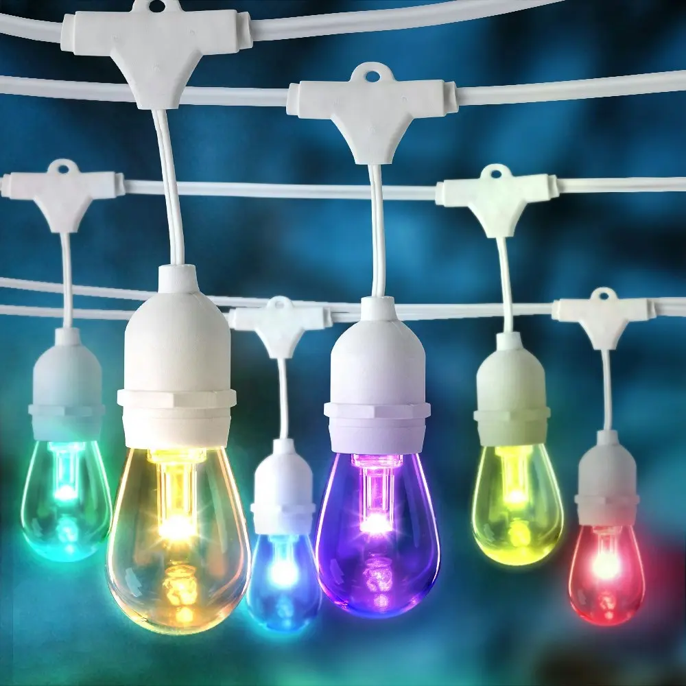 Groverdi 65FT Outdoor String Lights Smart RGB LED Patio Light Festoon ...