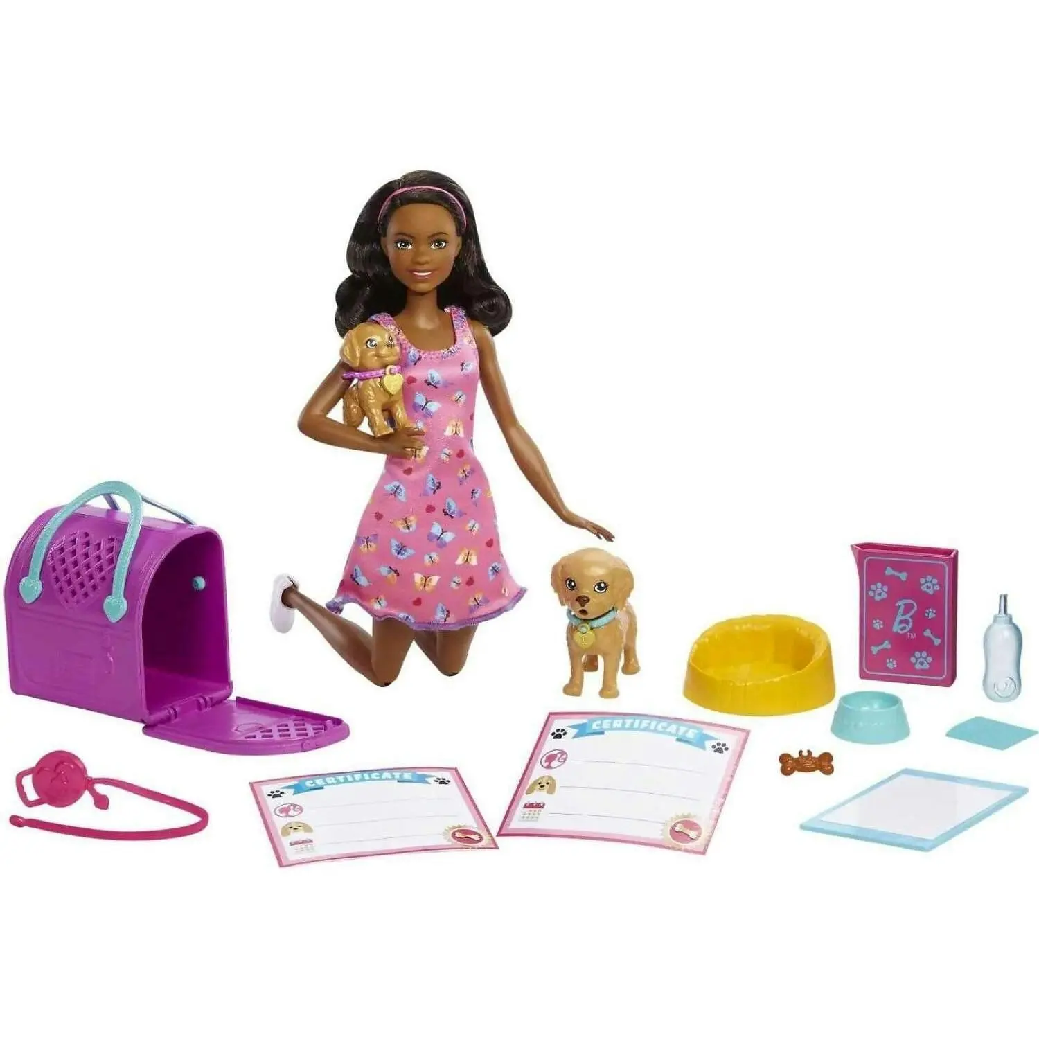 Barbie Doll And Accessories Pup Adoption Playset With Doll 2 Puppies And Color Mattel