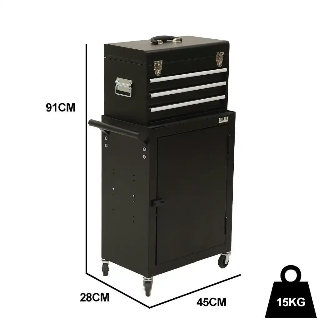 Bullet 3 Drawer Tool Box Cabinet Trolley Storage, with 1-Door Toolbox ...