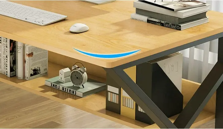 Kori Wood Metal Computer Desk with Shelf Oak 80cm Zoha Interiors Lasoo