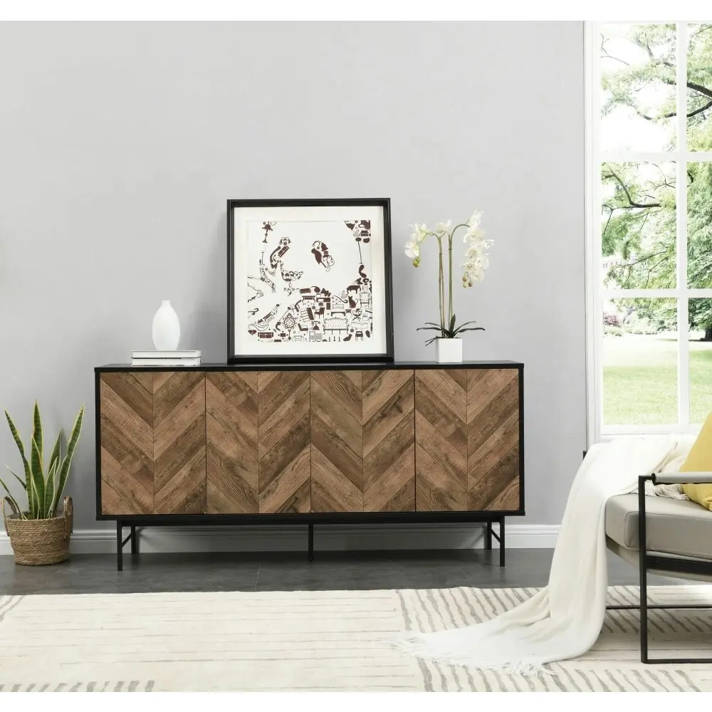 Design Square Magnus Buffet Unit Sideboard W/ 4-Doors Storage Cabinet ...
