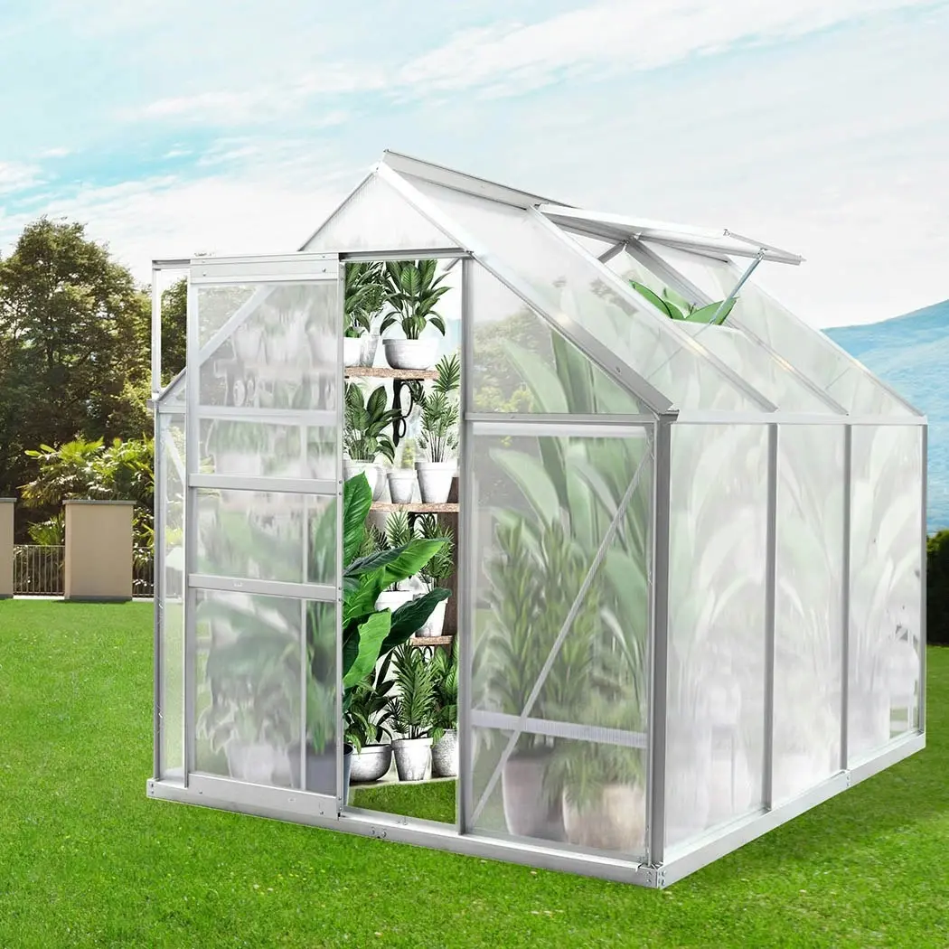 Lambu Greenhouse Aluminium Walk In Green House Garden Plant Shed PC 1 ...