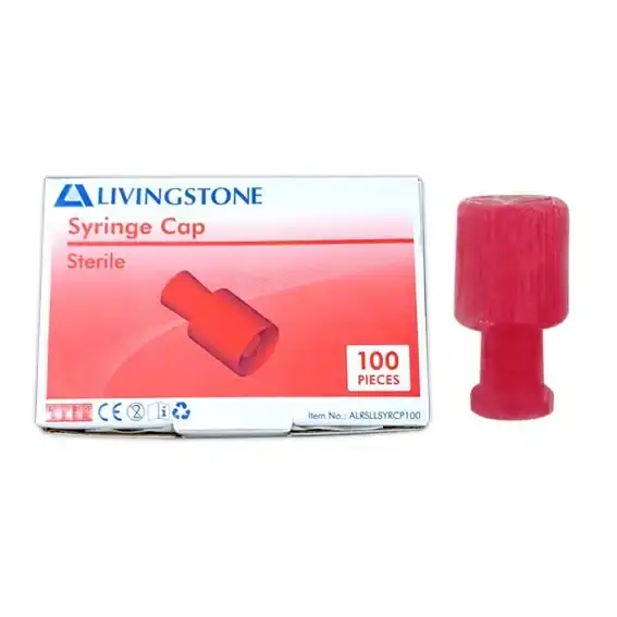 Livingstone Syringe Nozzle Closure Tip Cap Sterile Red Plastic 100 Box ...